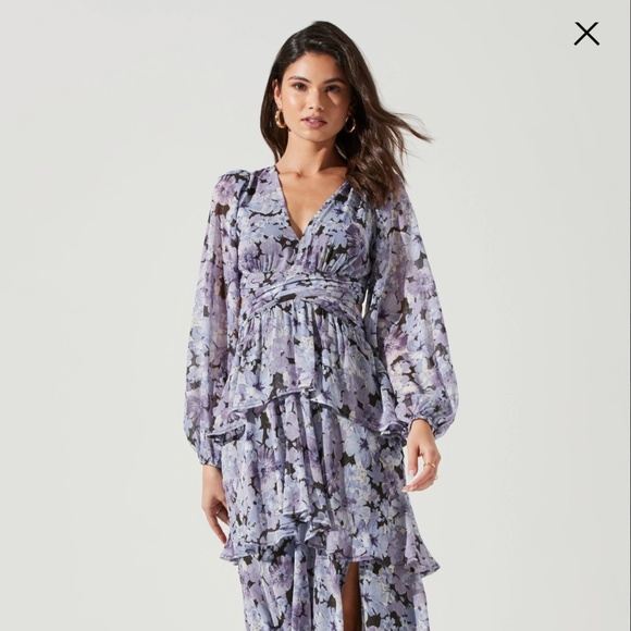 Astr | Dresses | Astr Anora Floral Tiered Maxi Dress In Purple Floral ...